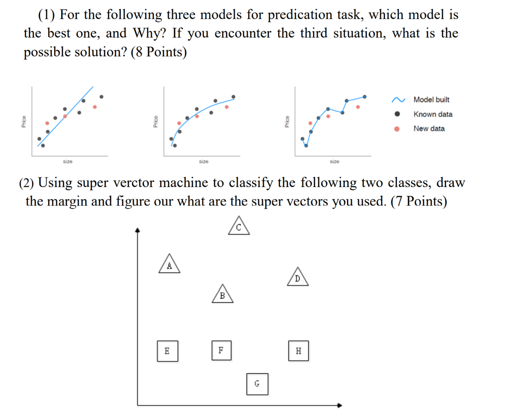 Solved (1) For the following three models for predication | Chegg.com