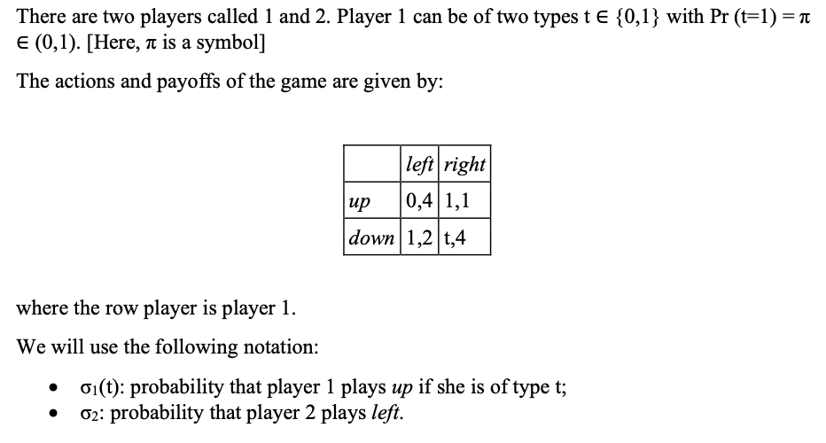 Solved Question: Suppose π = 0.5. Is (σ1(0), σ1(1), σ2) = | Chegg.com
