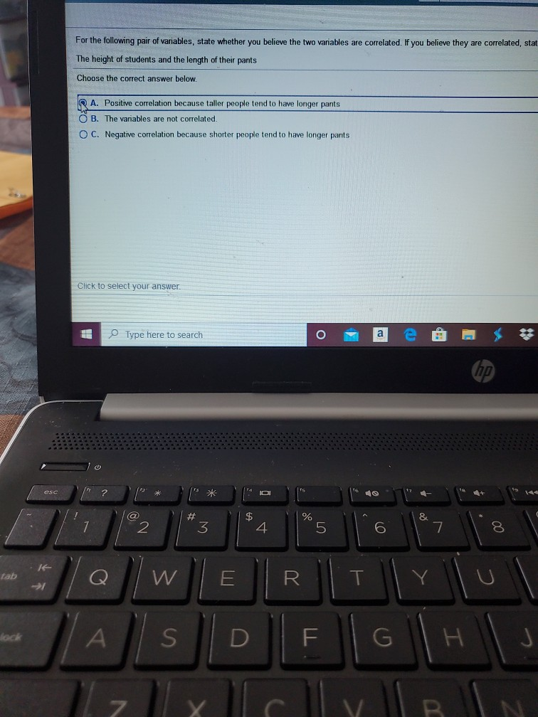 Solved For the following pair of variables, state whether | Chegg.com