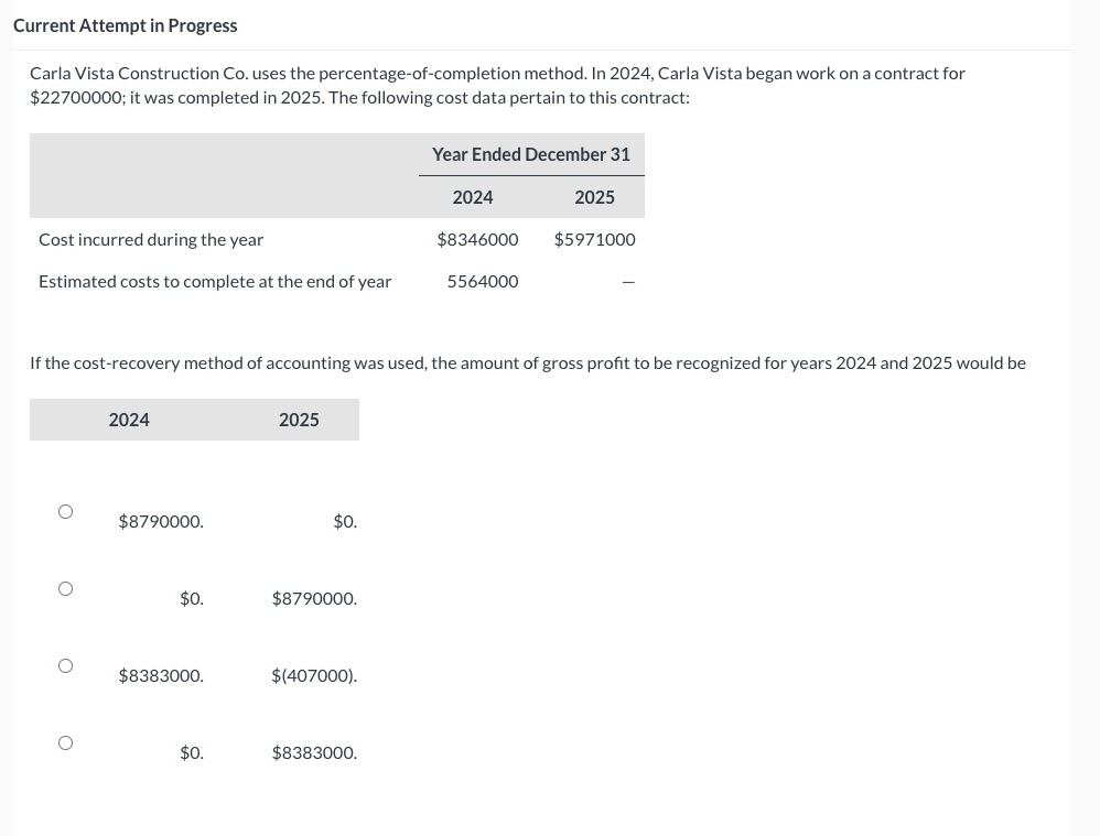 Solved Carla Vista Construction Co. uses the | Chegg.com