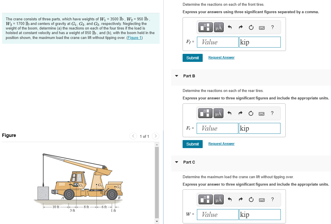 Solved Determine the reactions on ﻿each of ﻿the front | Chegg.com
