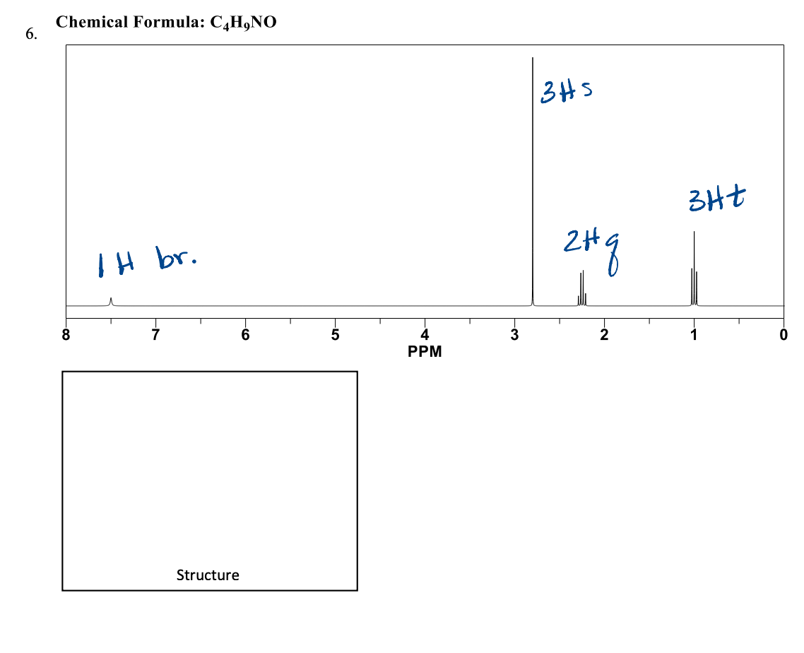 Solved Chemical Formula: C4H,NO 6. 3HS 3Ht ZHq IH br. 8 5 4 | Chegg.com