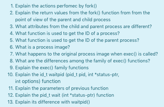 Solved 1. Explain the actions perfomec by fork 2. Explain | Chegg.com
