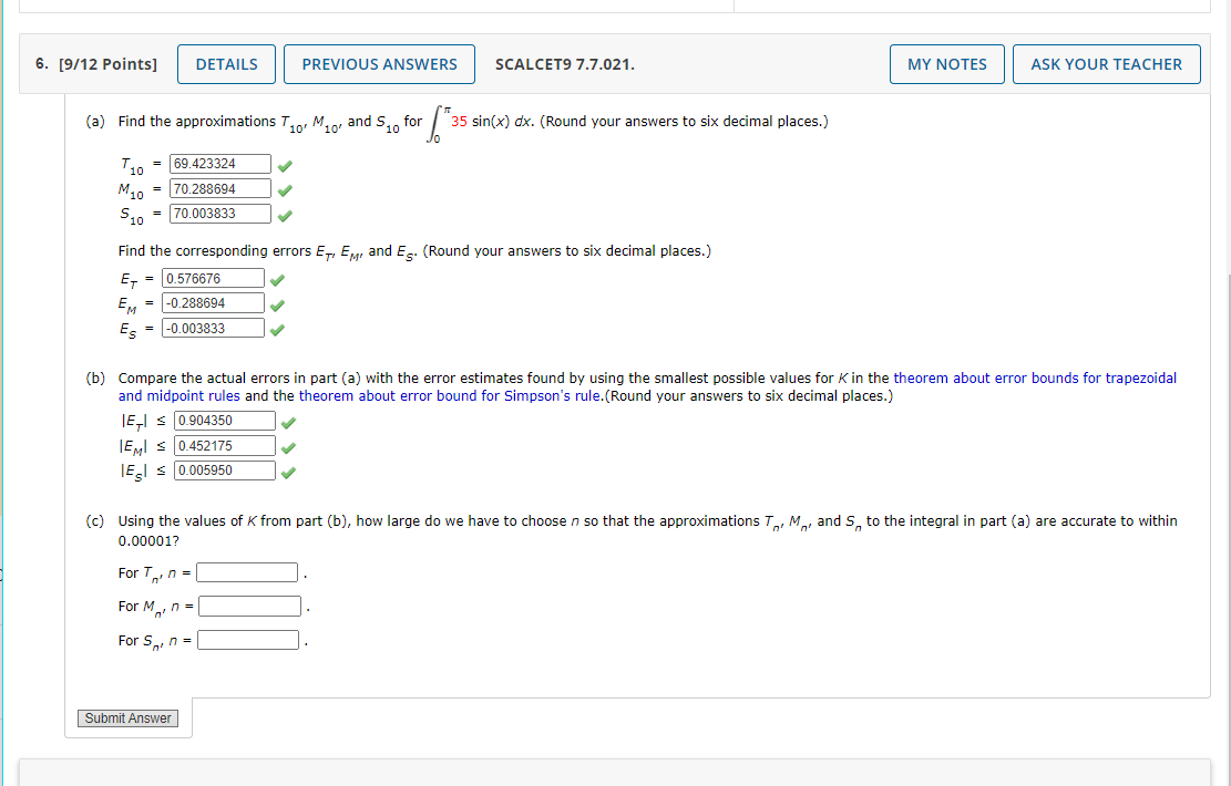 Solved 6. [9/12 Points] DETAILS PREVIOUS ANSWERS SCALCET9 | Chegg.com