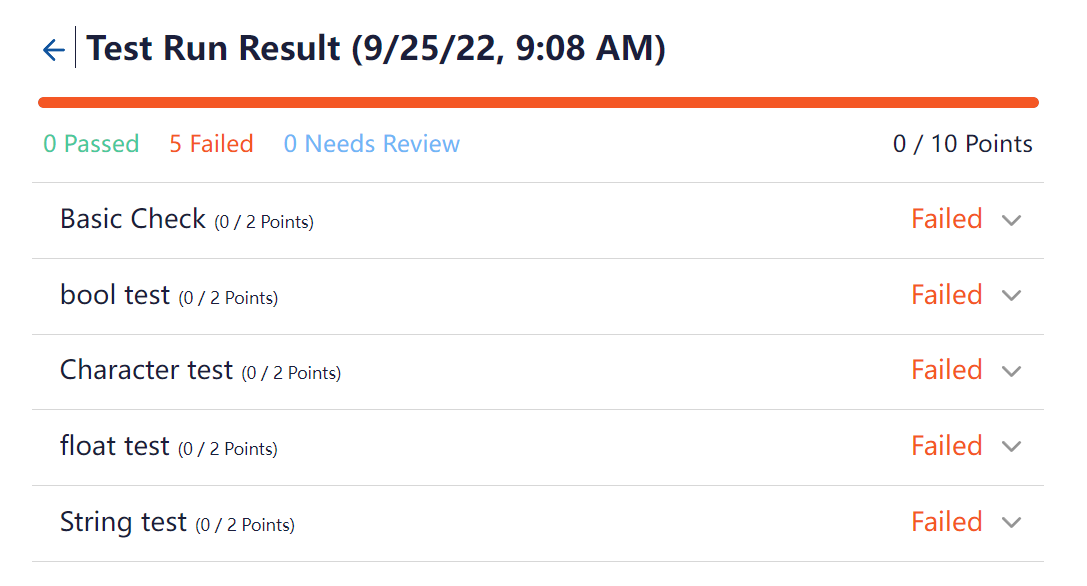 Solved Write the code for basic check, bool test, char test, | Chegg.com