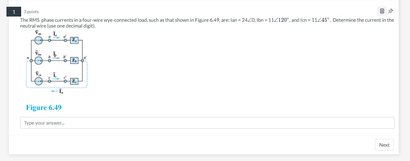 Solved 13 ﻿points neutral wire (use one decimal | Chegg.com