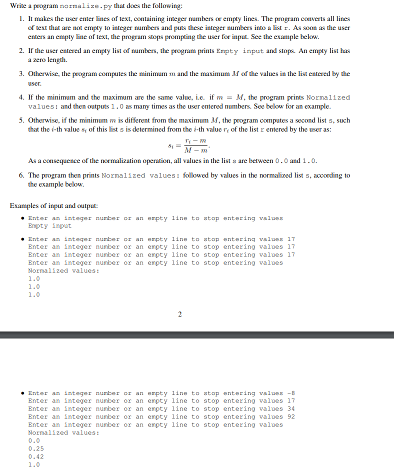 Solved Write a program normalize.py that does the following: | Chegg.com