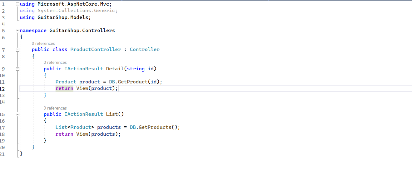 Solved 9. Set a breakpoint in the ProductController Detail | Chegg.com