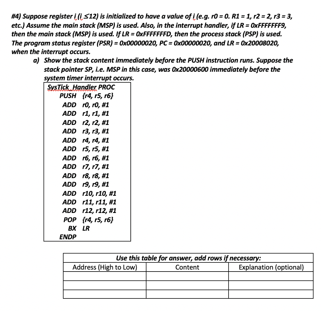 Solved #4) Suppose register i(i 12) is initialized to have a | Chegg.com