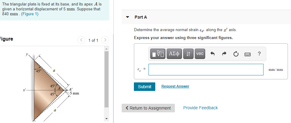 Solved The triangular plate is fixed at its base, and its | Chegg.com