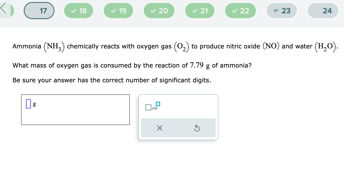 Solved Ammonia (NH3) chemically reacts with oxygen gas (O2) | Chegg.com