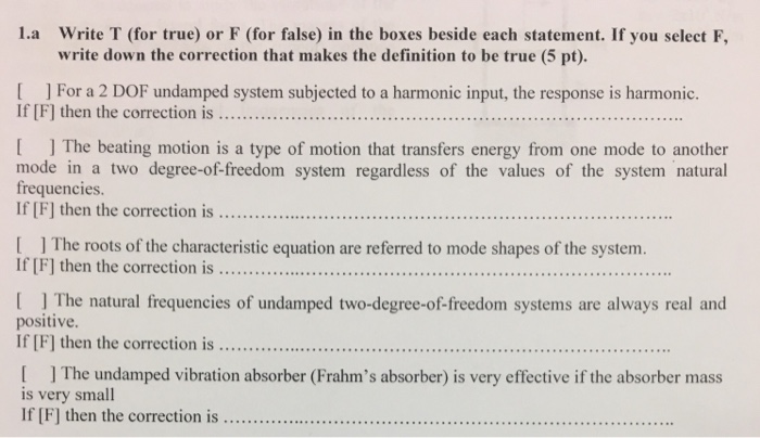 Solved 1.a Write T (for true) or F (for false) in the boxes | Chegg.com