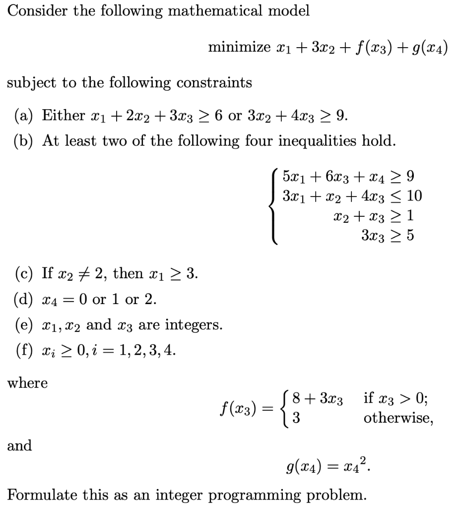 Consider the following mathematical model minimize x1 | Chegg.com