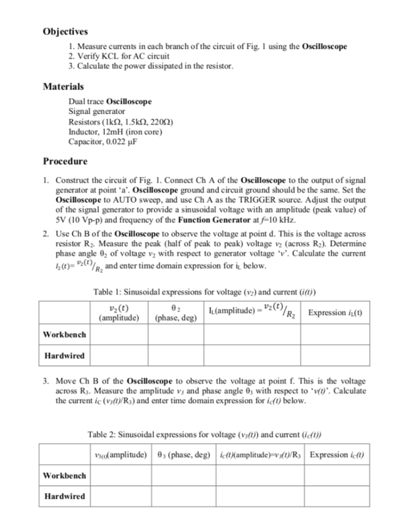 Solved Experiment 8 Sinusoidal AC Analysis Introduction The | Chegg.com