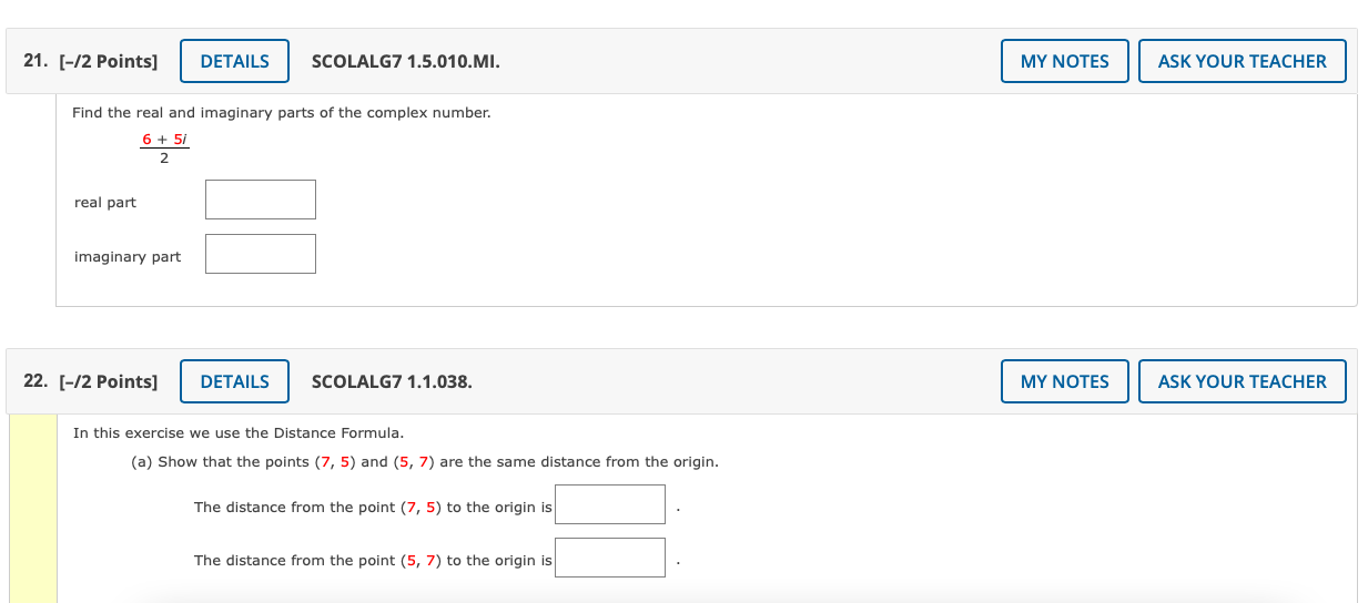 Solved 21. (-12 points) DETAILS SCOLALG7 1.5.010.MI. MY | Chegg.com