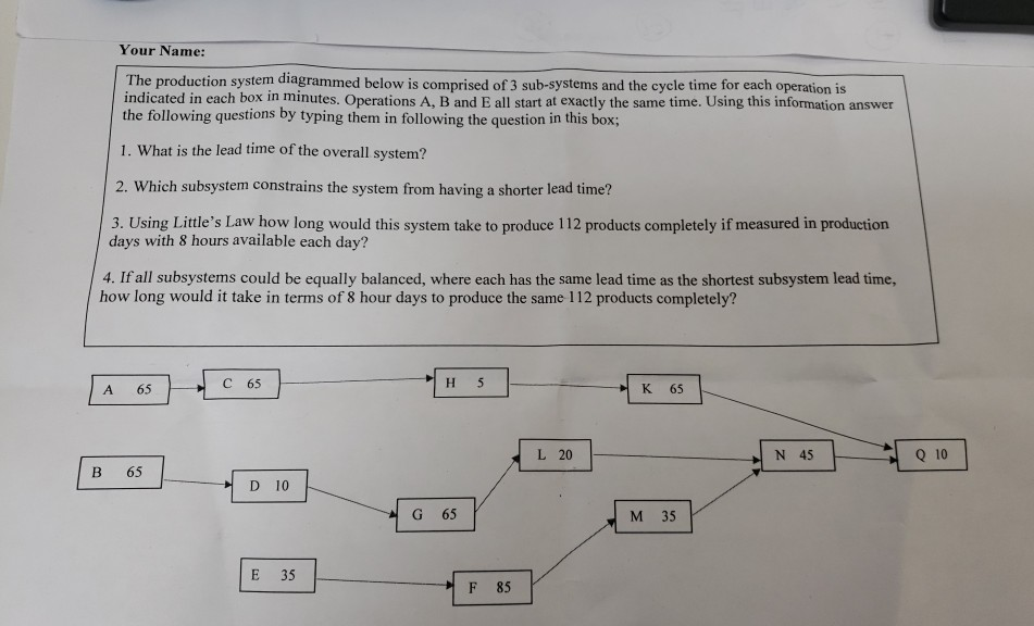 Solved Your Name: The production system diagrammed below is | Chegg.com