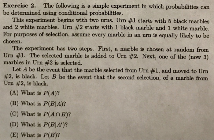 Solved The following is a simple experiment in which | Chegg.com