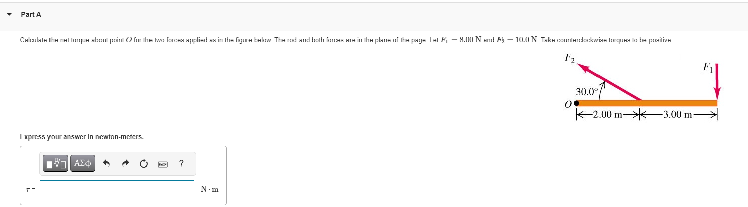 Solved Part ACalculate the net torque about point O ﻿for the | Chegg.com