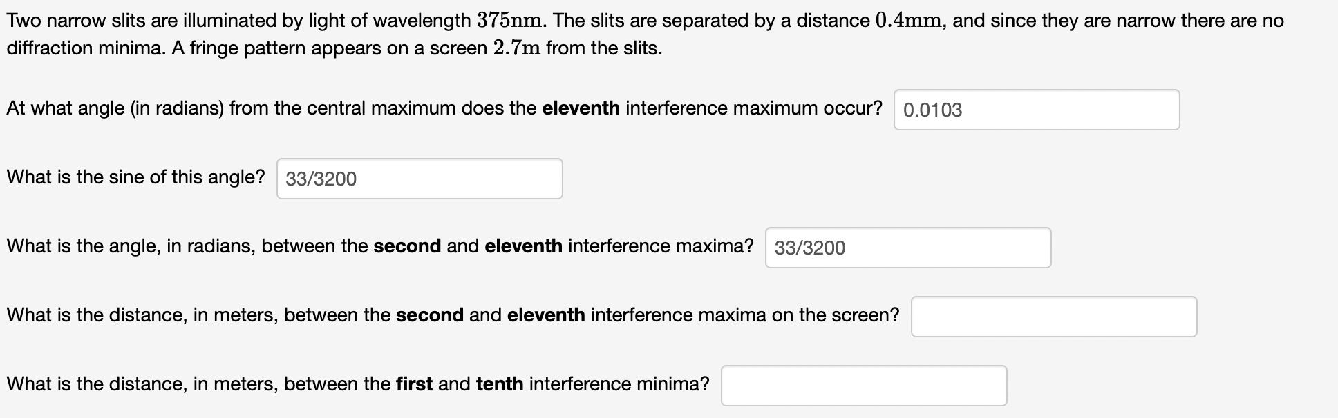 Solved Two narrow slits are illuminated by light of | Chegg.com