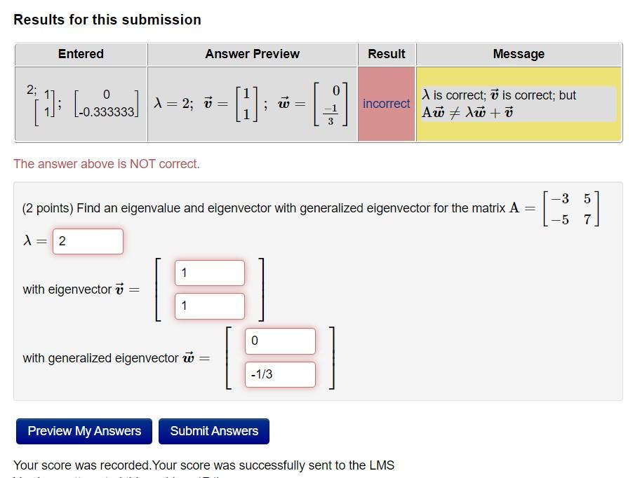 Solved Results for this submission The answer above is NOT | Chegg.com