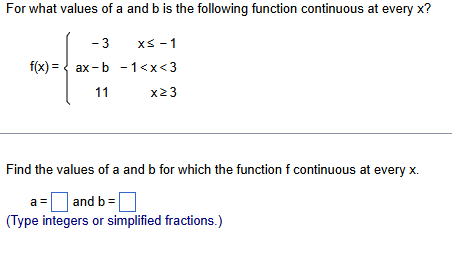 Solved Find the values of a and b ﻿for which the function f | Chegg.com