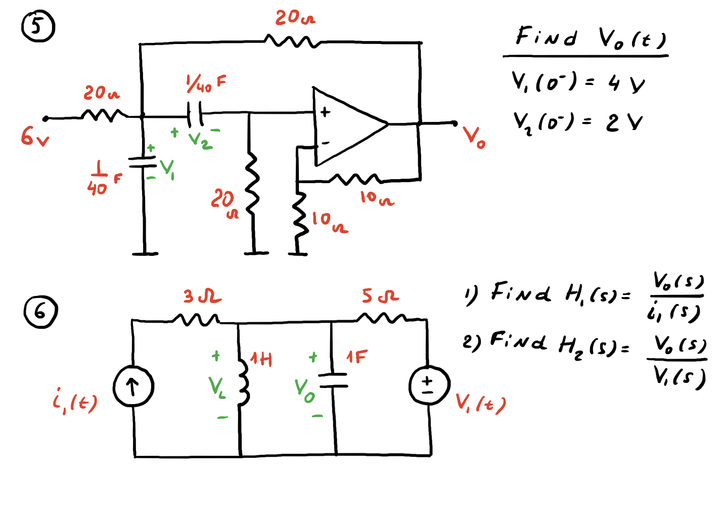 Solved Find V0(t) V1(0−)=4V V2(0−)=2V ind H1(s)=i1(s)V0(s) | Chegg.com