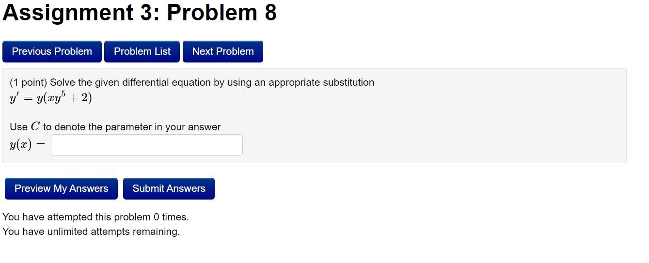 Solved Assignment 3: Problem 8 Previous Problem Problem List | Chegg.com