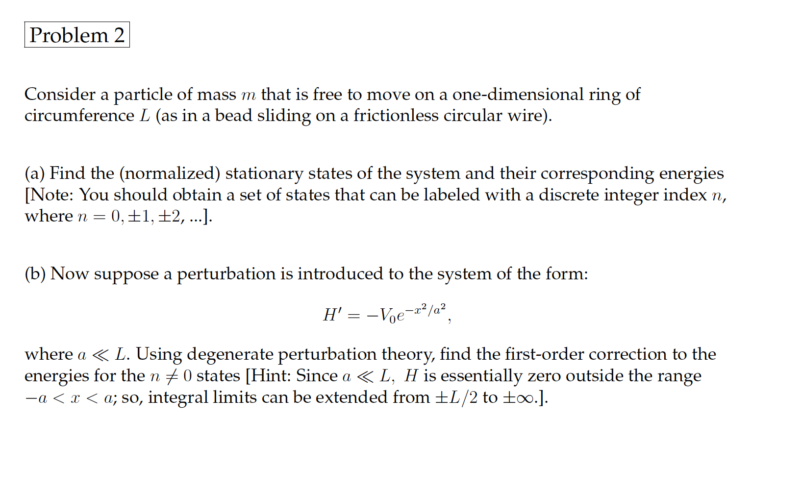Solved Problem 2 Consider a particle of mass m that is free | Chegg.com