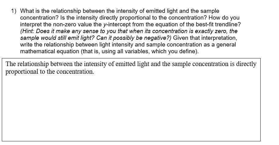Solved 1) What is the relationship between the intensity of | Chegg.com