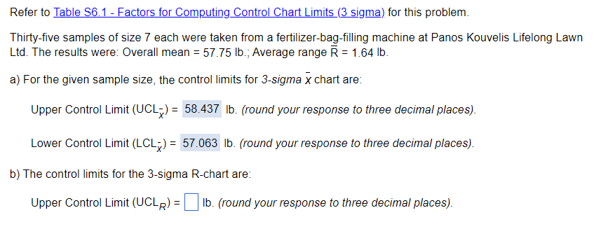 Solved Refer to Table S6.1 - Factors for Computing Control | Chegg.com
