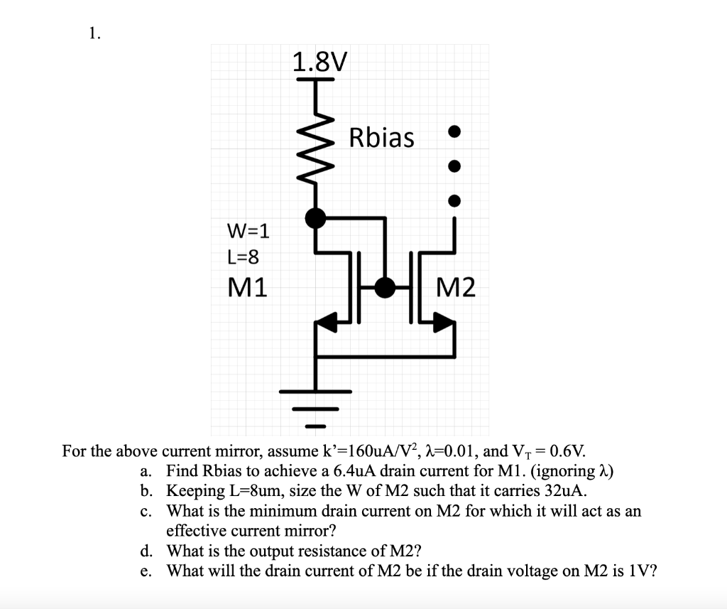 Solved For the above current mirror, assume | Chegg.com