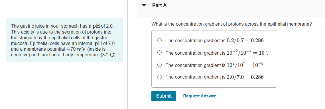 Solved The gastric juice in your stomach has a pH of 2.0 . | Chegg.com