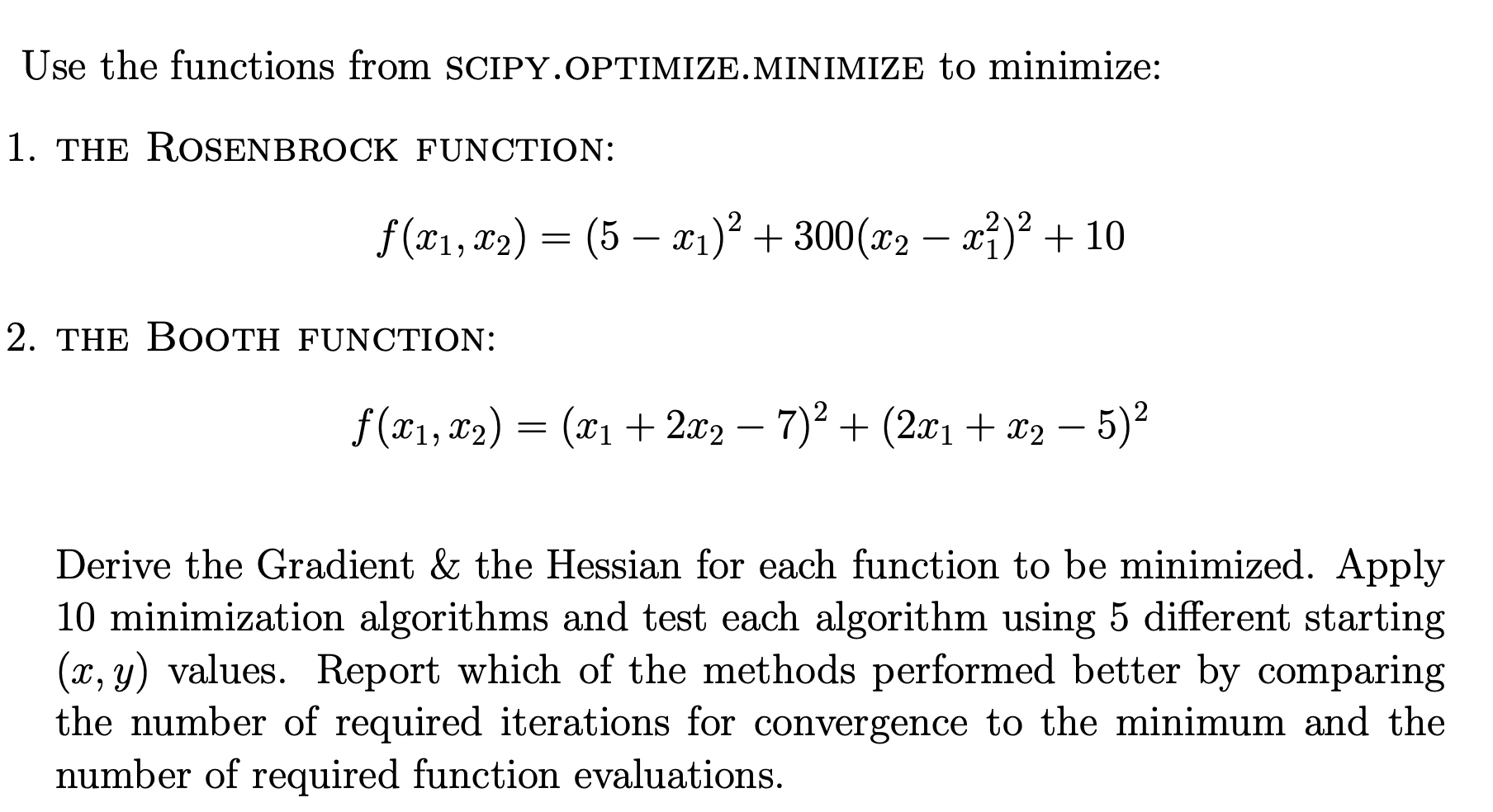 Solved Use the functions from SCIPY.OPTIMIZE.MINIMIZE to | Chegg.com