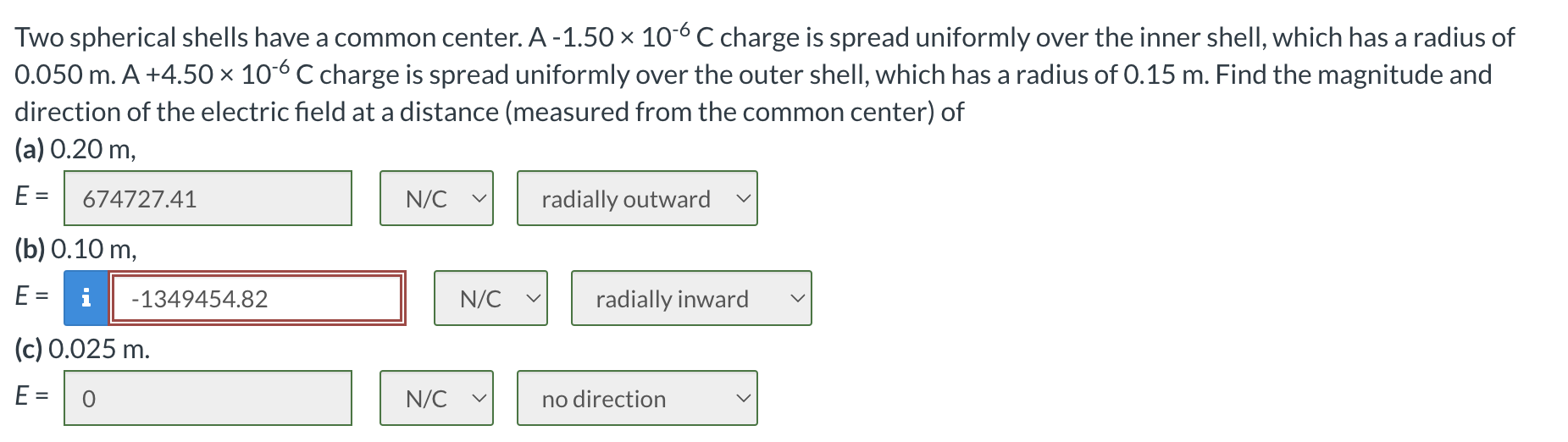 Solved Two spherical shells have a common center. A | Chegg.com