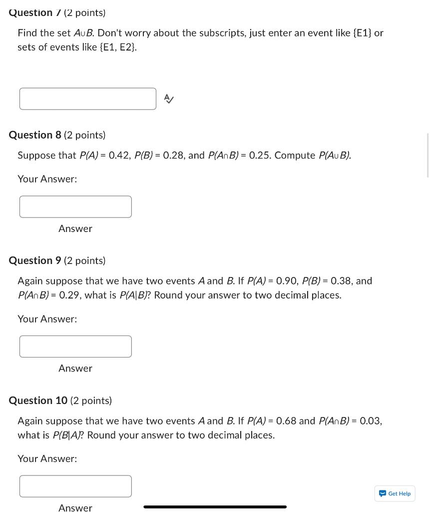 Solved Find the set A∪B. Don't worry about the subscripts, | Chegg.com