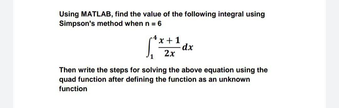 Solved Using MATLAB, find the value of the following | Chegg.com