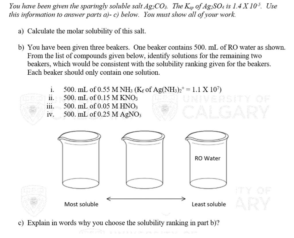 Solved You have been given the sparingly soluble salt | Chegg.com