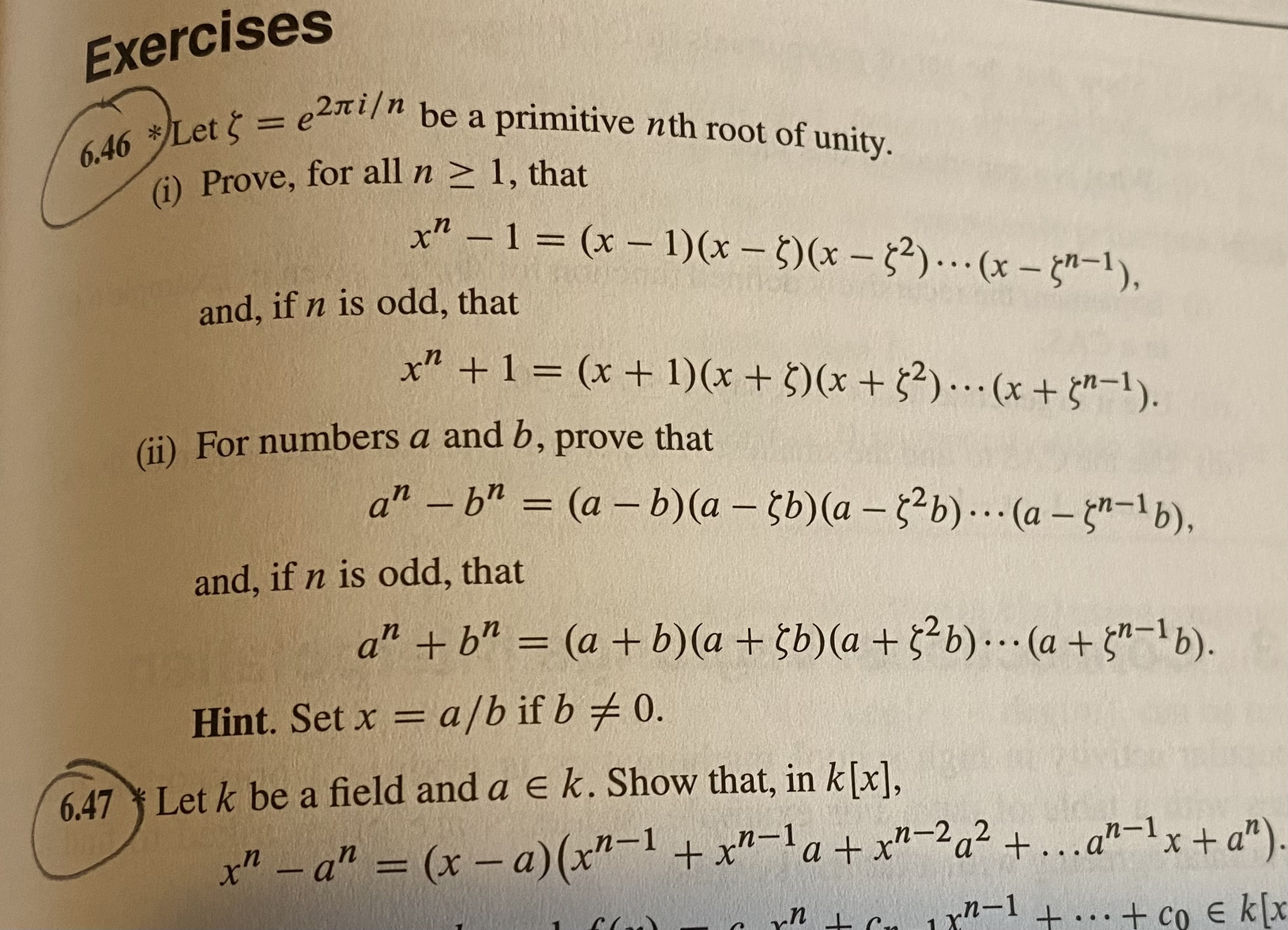 6.46∗ Let ζ=e2πi/n be a primitive nth root of unity. | Chegg.com