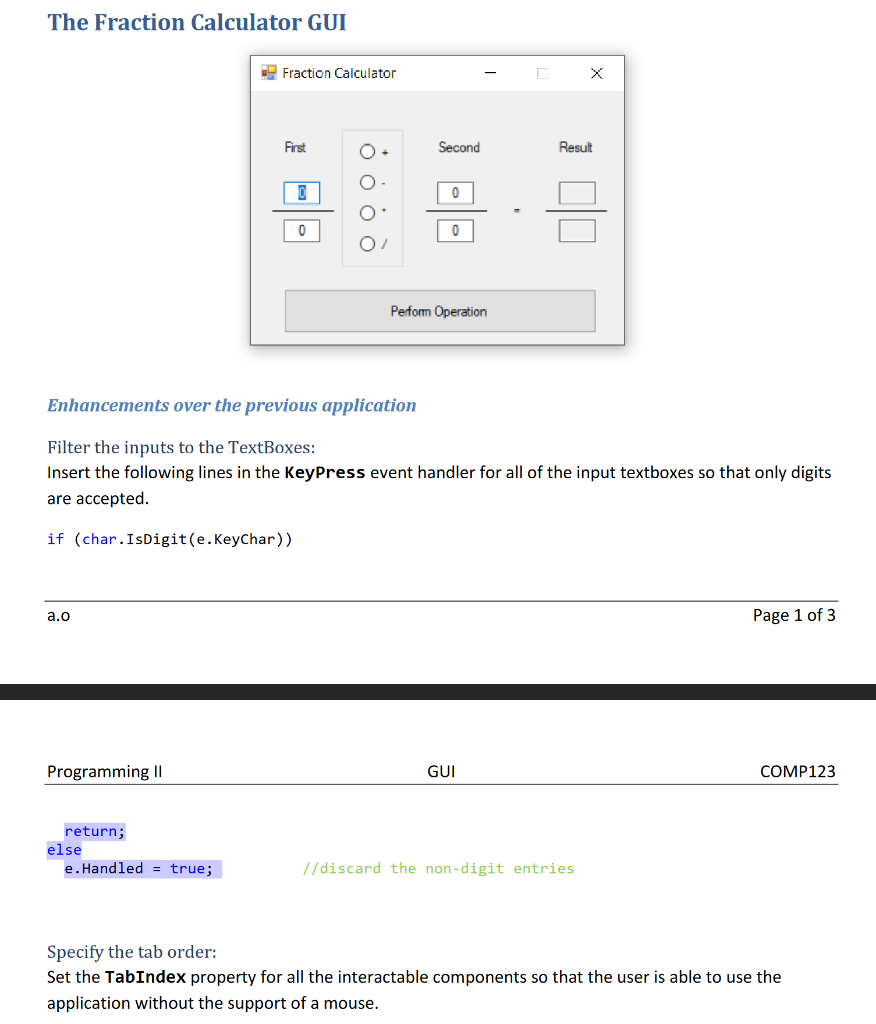 Solved The Fraction Calculator GUI Enhancements over the | Chegg.com