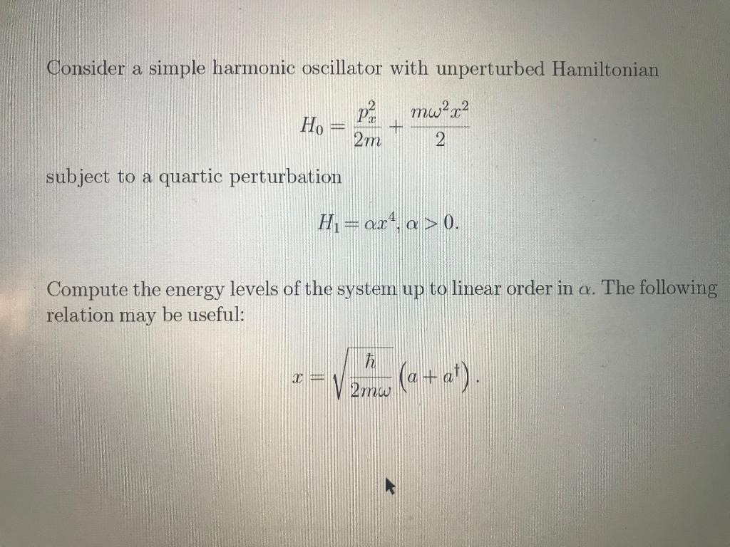 Solved Consider a simple harmonic oscillator with | Chegg.com