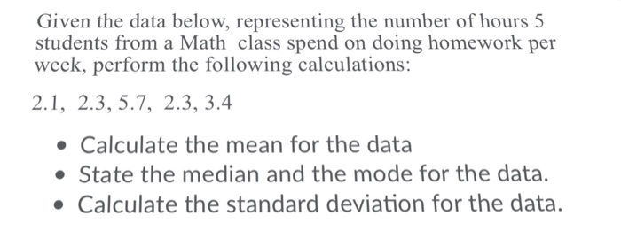 Solved Given the data below, representing the number of | Chegg.com