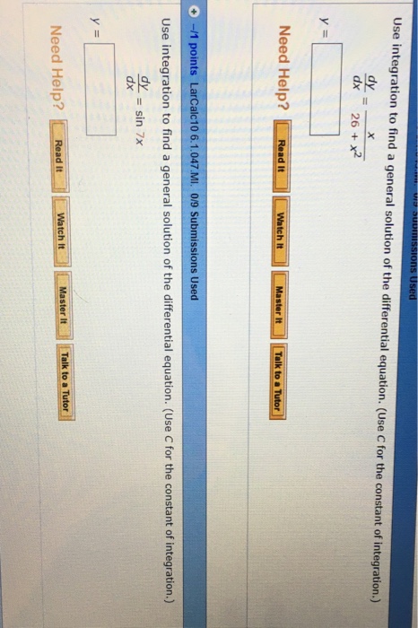 Solved Use integration to find a general solution of the | Chegg.com Solved Use integration to find a general solution of the | Chegg.com
