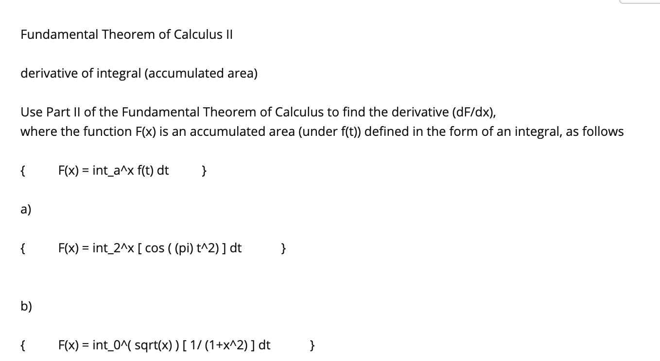 Solved Fundamental Theorem of Calculus II derivative of | Chegg.com