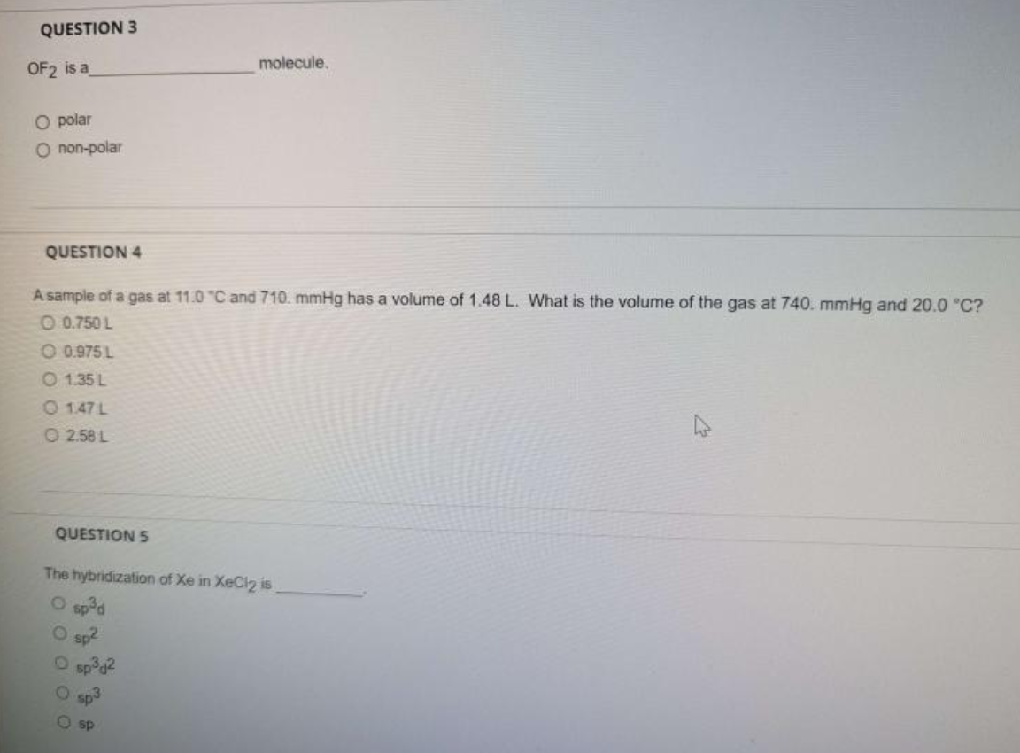 Solved OF2 is a molecule. polar non-polar QUESTION 4 A | Chegg.com