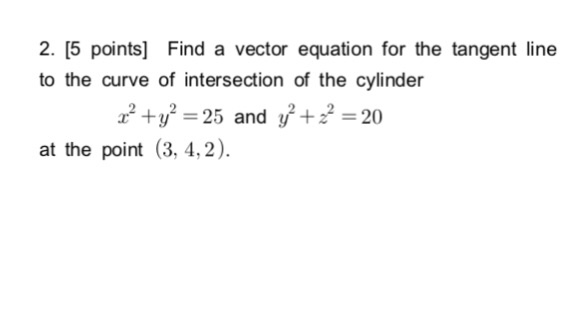 Solved 2. [5 points] Find a vector equation for the tangent | Chegg.com