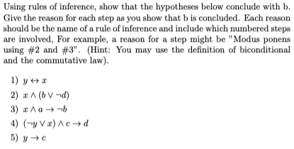 Solved Using rules of inference, show that the hypotheses | Chegg.com
