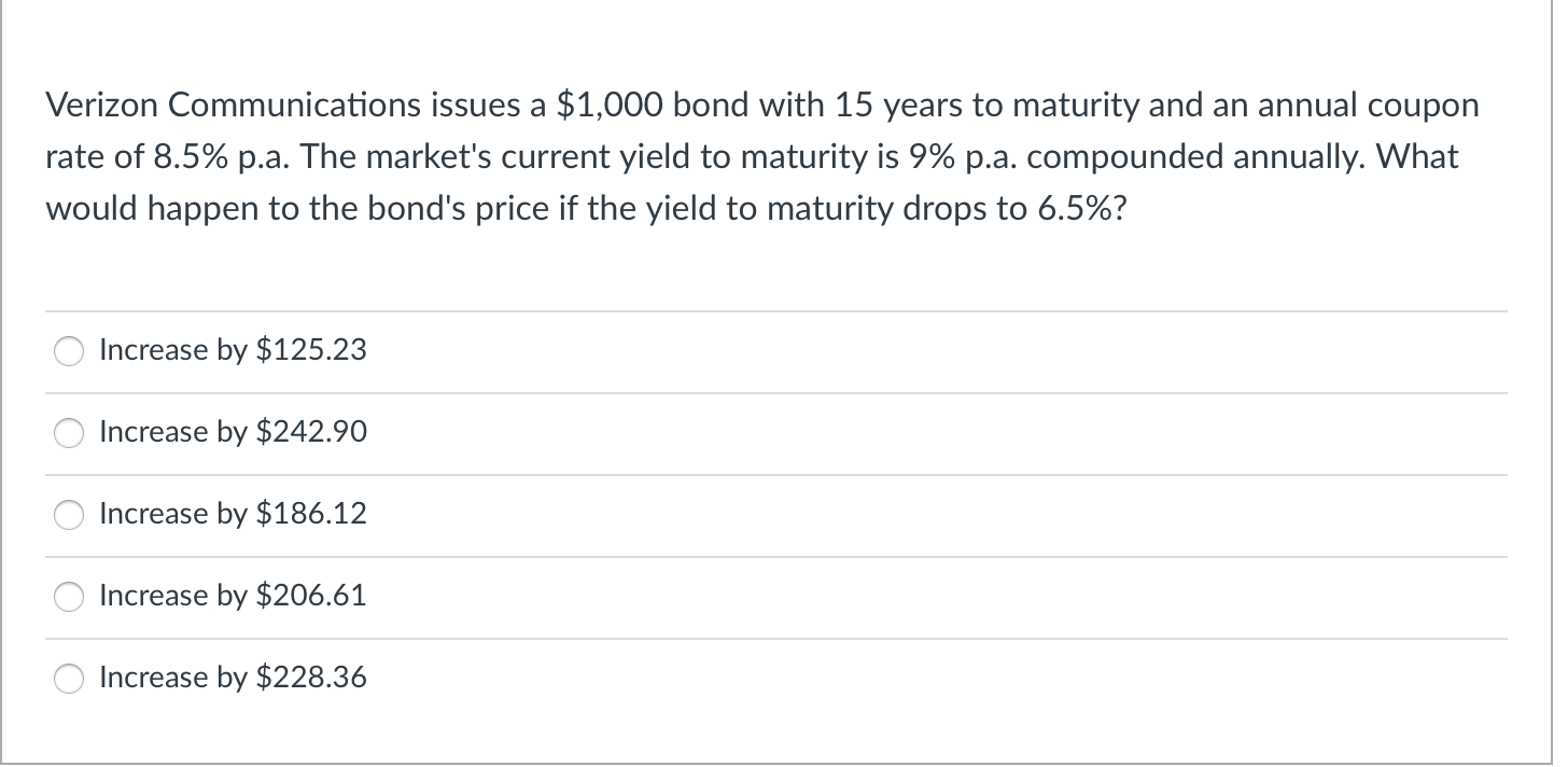 Solved Verizon Communications issues a $1,000 bond with 15 | Chegg.com