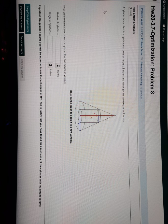 Solved OAchievements Course Help Hw20-3.7-Optimization: | Chegg.com