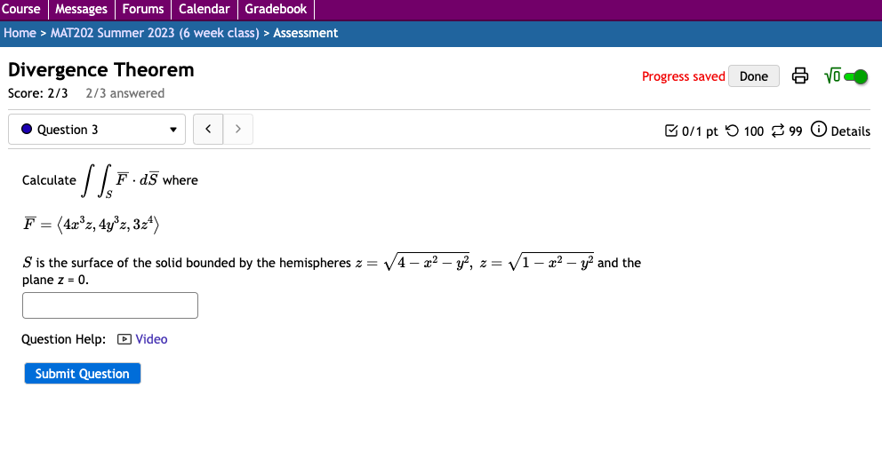 Solved Calculate \\( \\iint_{S} \\bar{F} \\cdot d \\bar{S} | Chegg.com