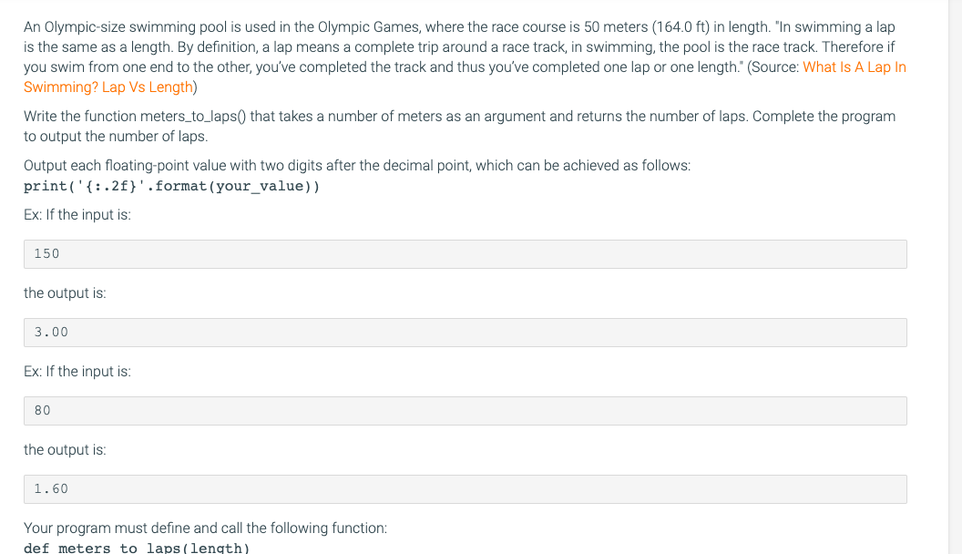 Solved An Olympic-size swimming pool is used in the Olympic | Chegg.com